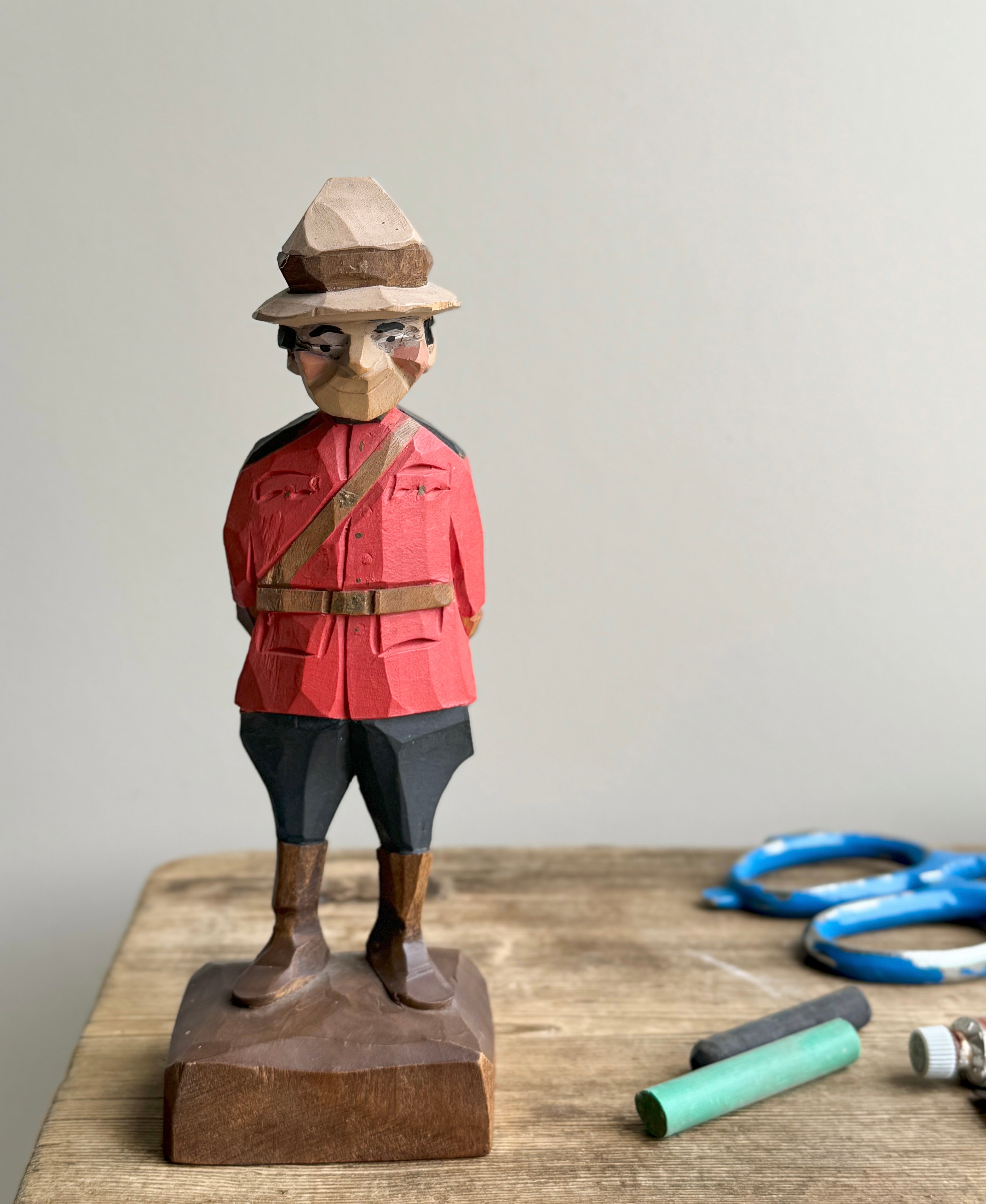 Hand Carved Canadian Mounty By Tom Hannah – Hiraeth Vintage